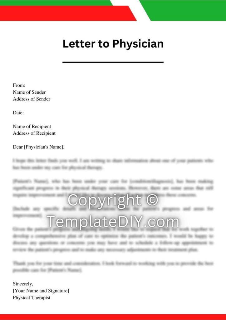 Letter to Physician from Physical Therapist Sample Examples