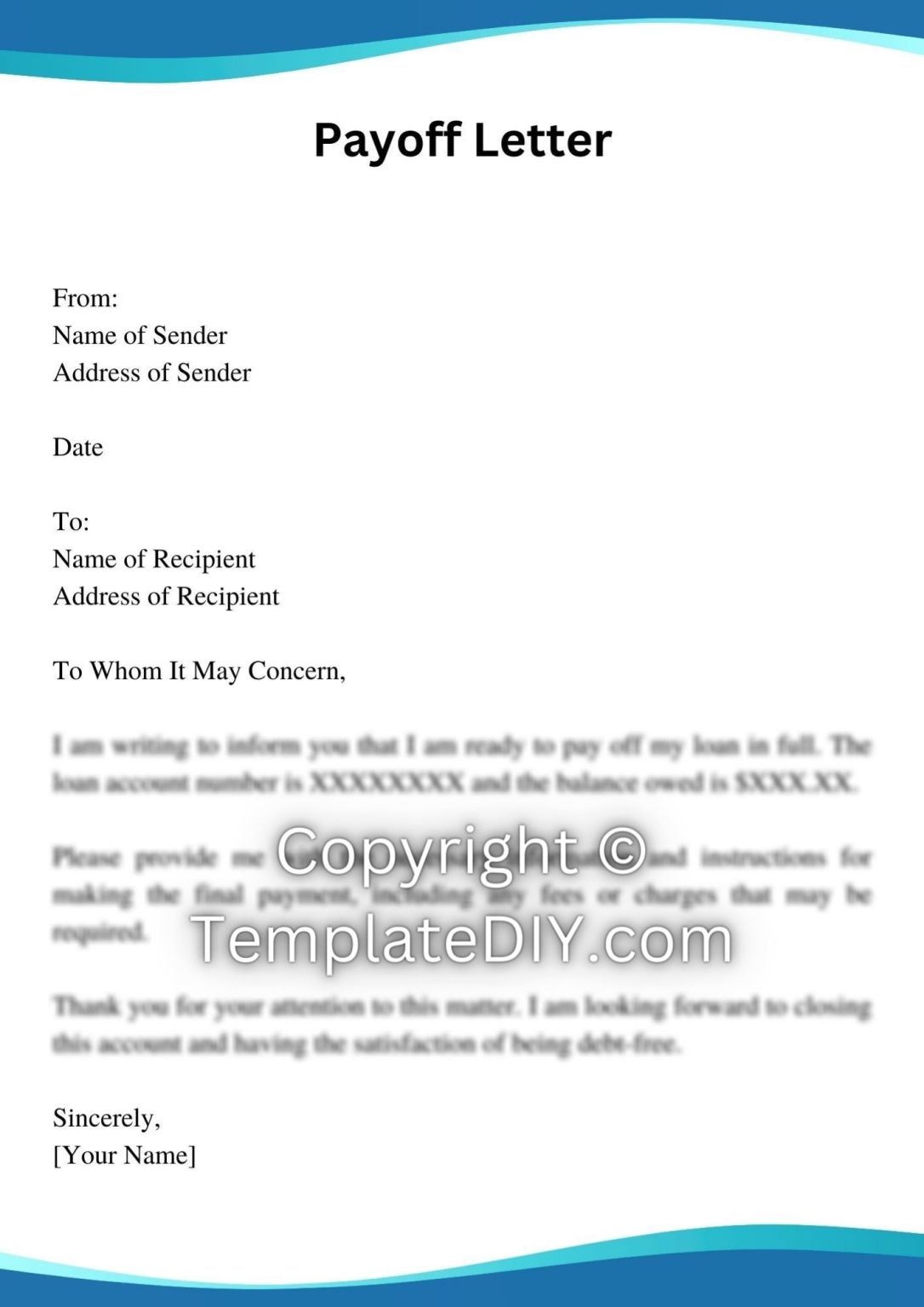 Loan Payoff Letter Sample with Examples [Word Editable]