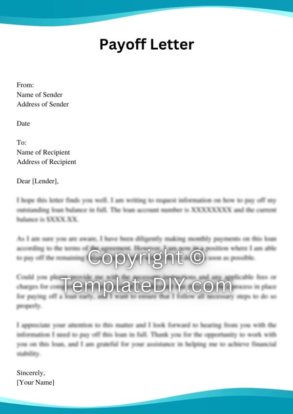 Loan Payoff Letter Sample with Examples [Word Editable]