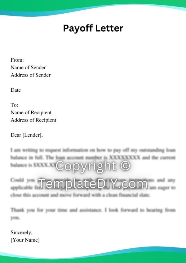 Loan Payoff Letter Sample with Examples [Word Editable]