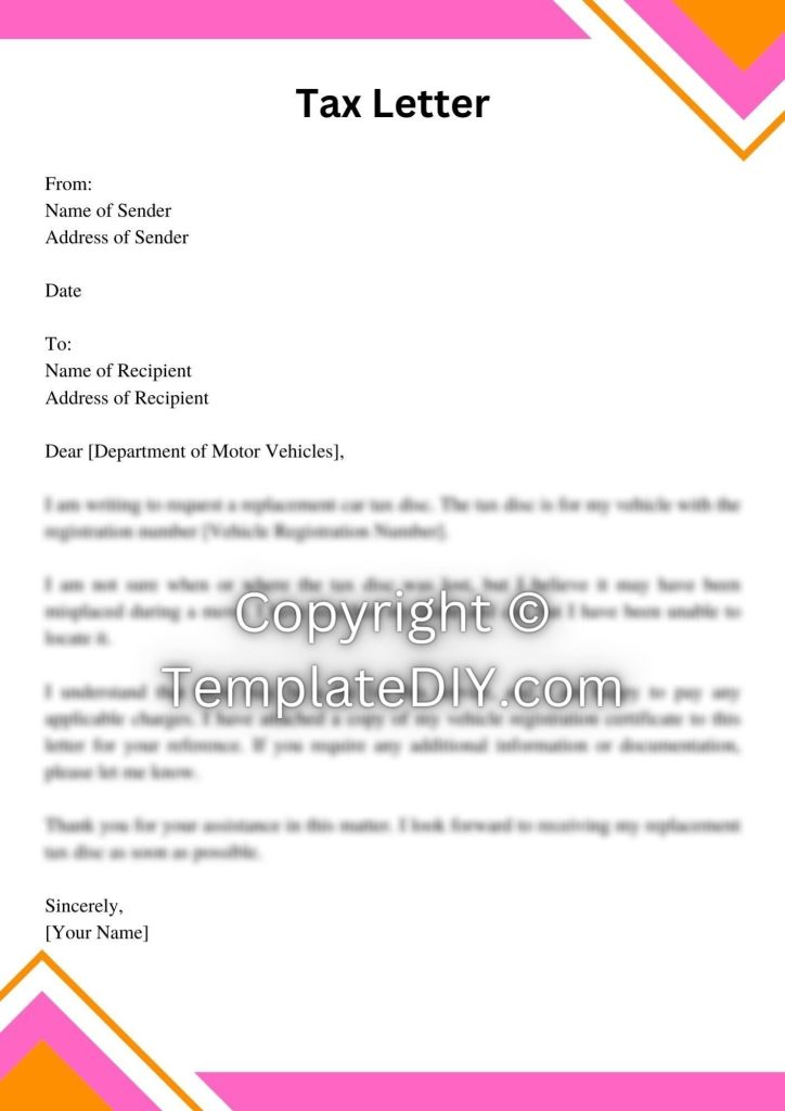 Lost My Car Tax Letter Sample with Examples [Word]