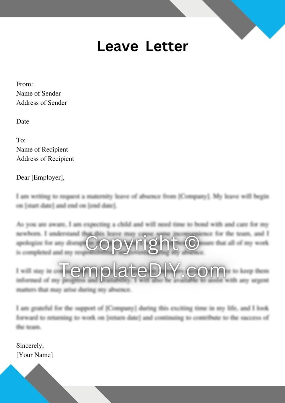 Maternity Leave Letter for Employee Sample with Examples