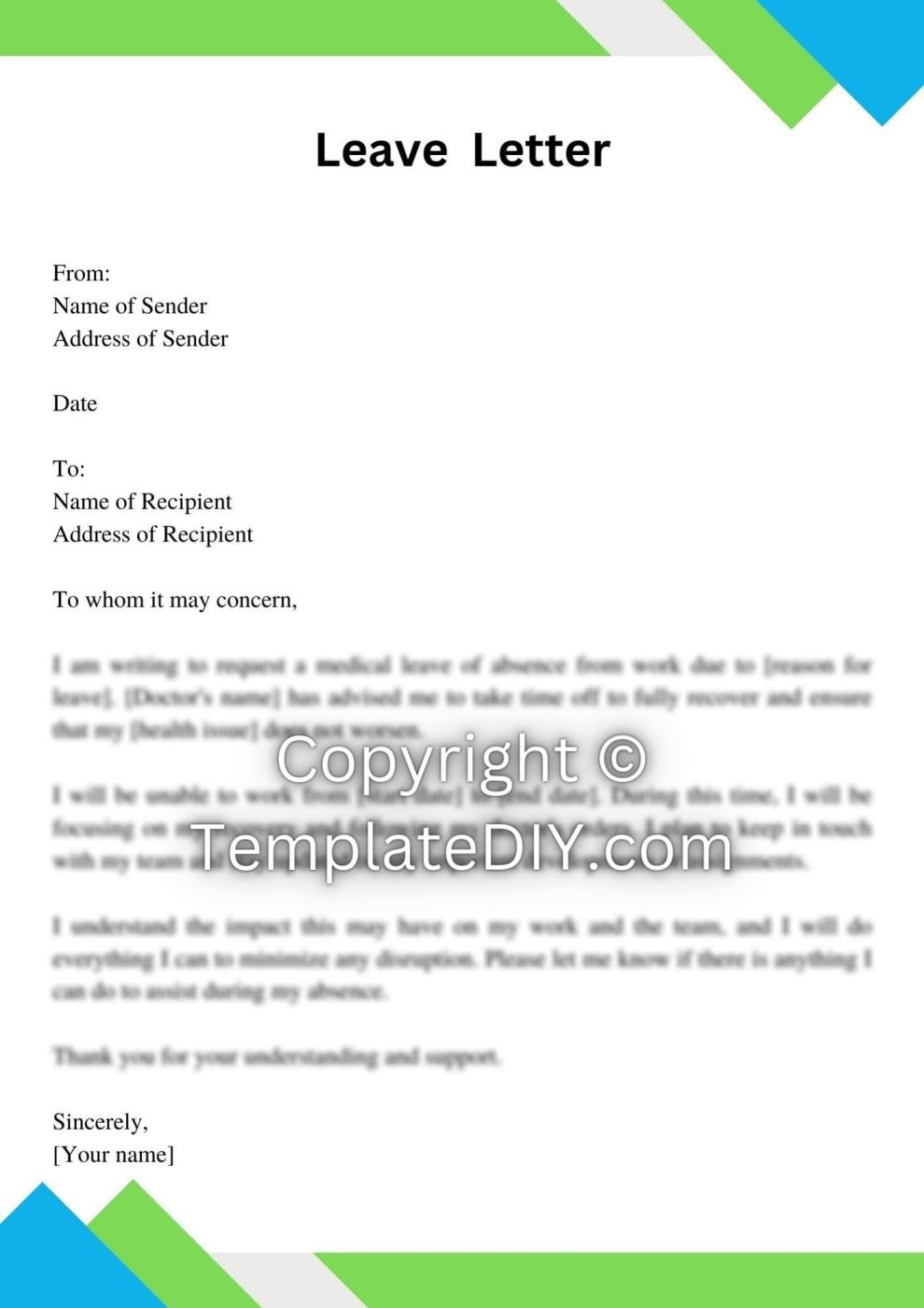 Medical Leave Letter Sample with Examples [Word Editable]