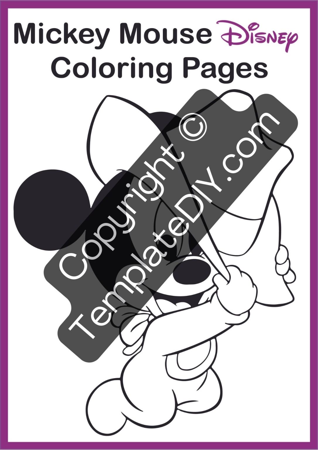 Mickey Mouse Disney Coloring Pages Printable Template PDF