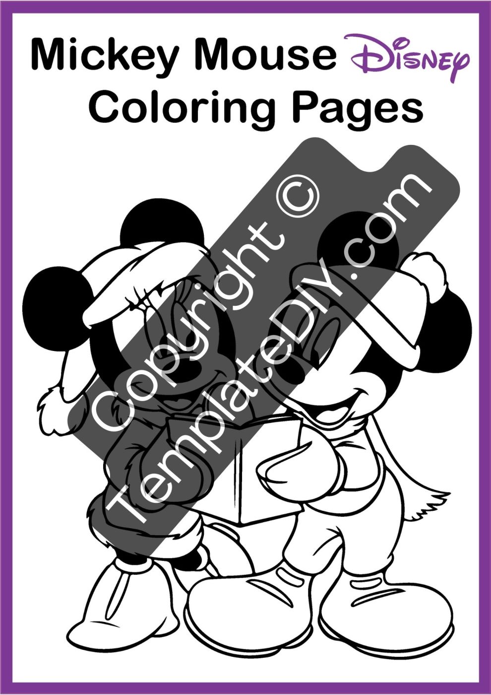 Mickey Mouse Disney Coloring Pages Printable Template PDF