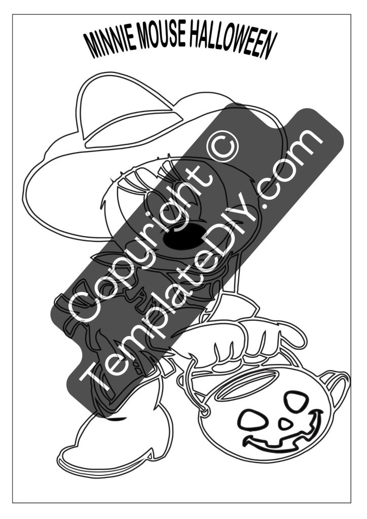 Minnie Mouse Halloween Coloring Pages Template PDF