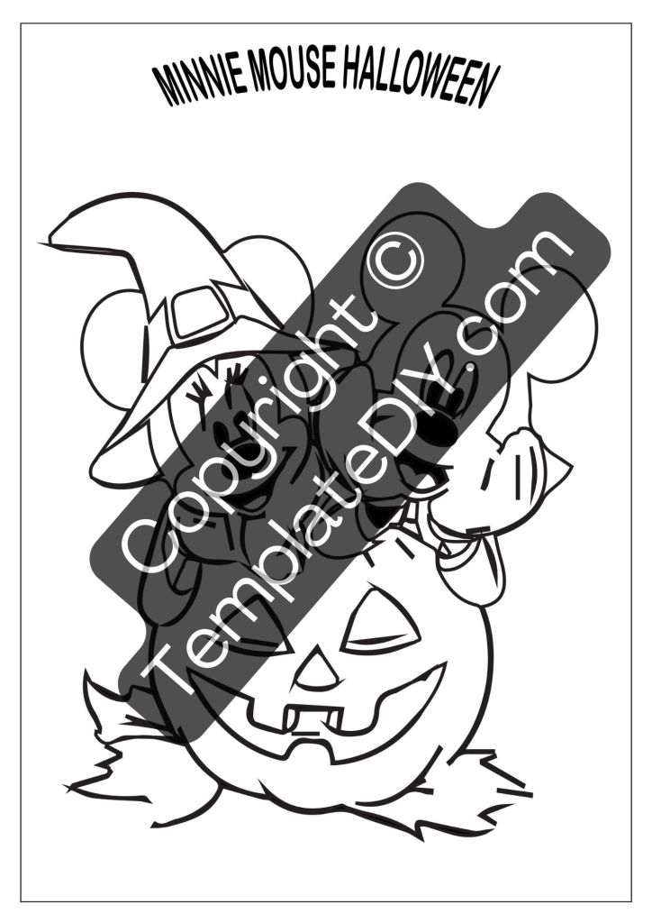 Minnie Mouse Halloween Coloring Pages Template PDF