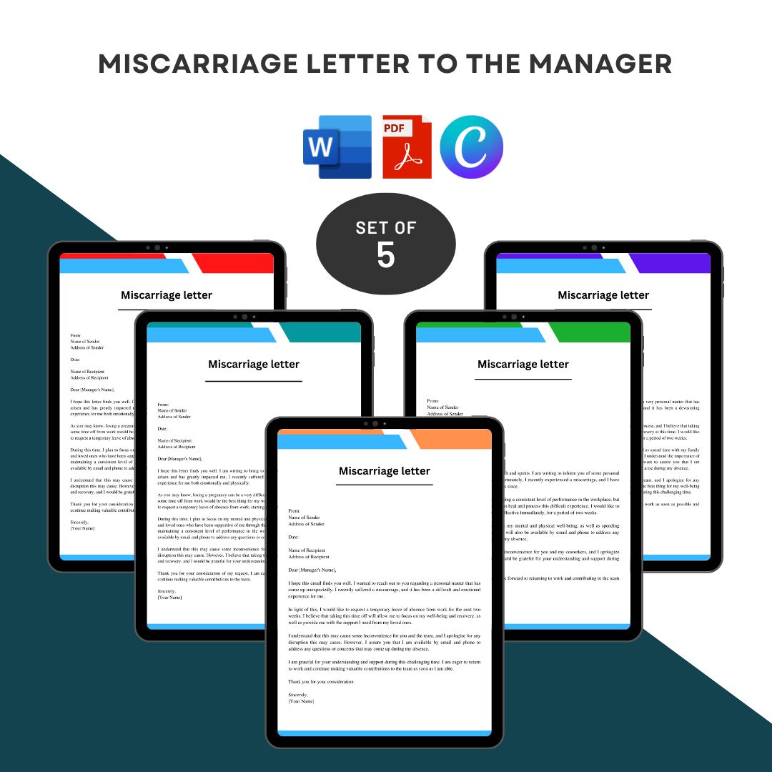 Miscarriage Letter to Manager Template | Editable Word Format