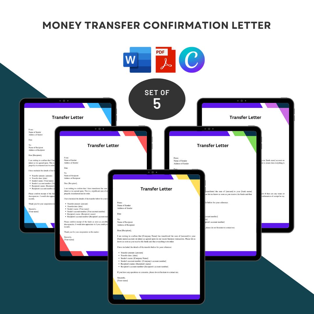 Money Transfer Confirmation Letter Sample with Examples Word