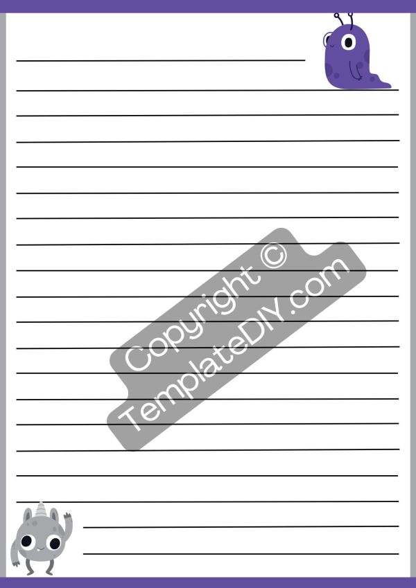 Monster Writing Paper Printable Template PDF, Word