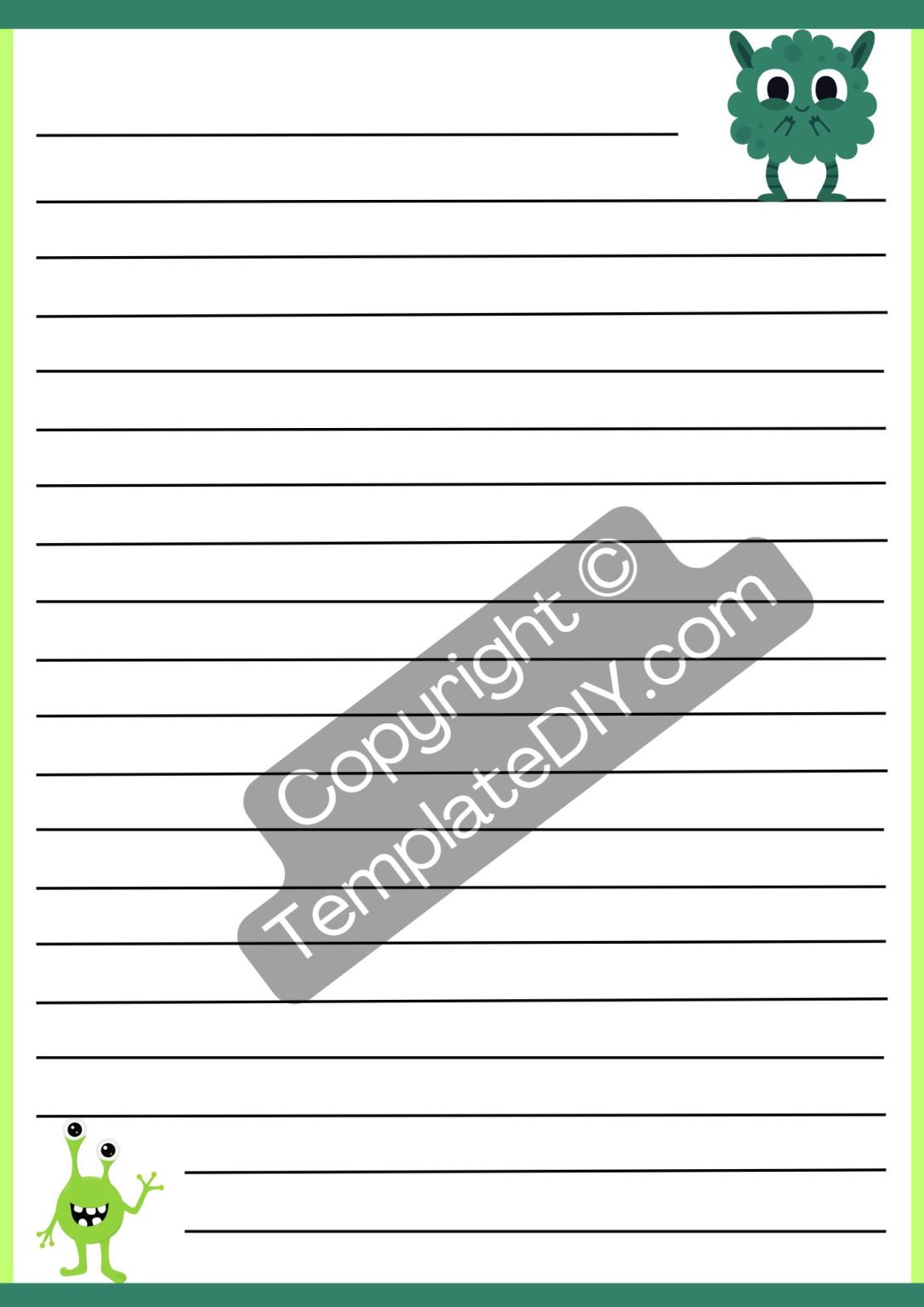 Monster Writing Paper Printable Template PDF, Word