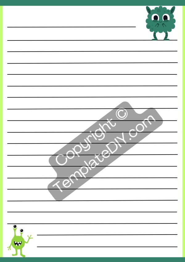 Monster Writing Paper Printable Template PDF, Word