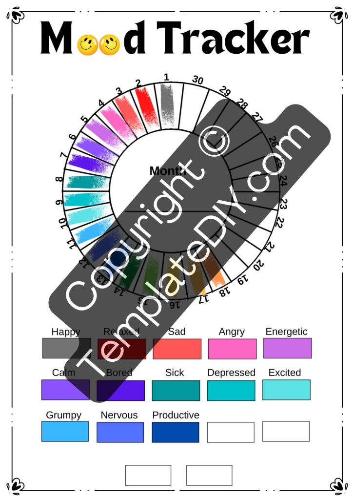 Mood Tracker Template Blank Printable PDF, Word, Excel