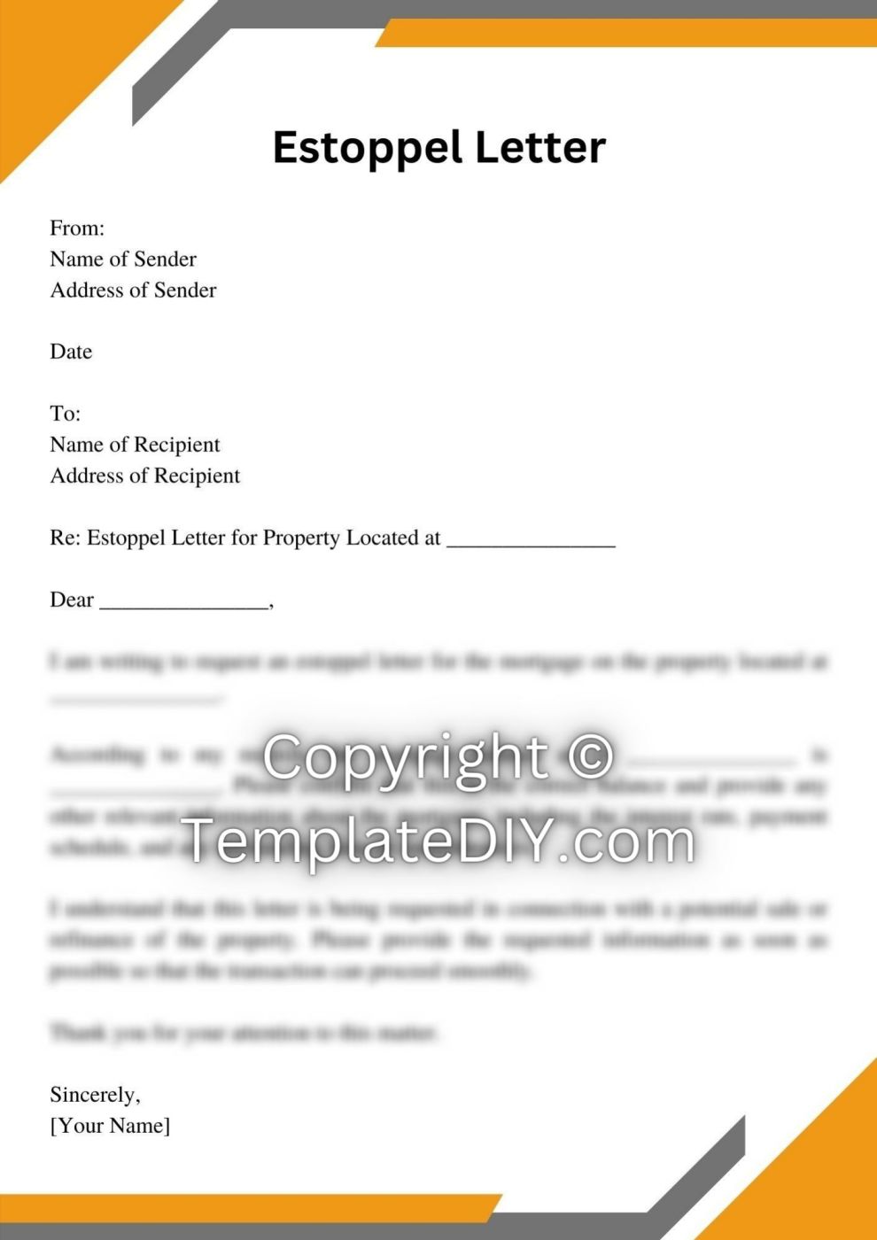 Mortgage Estoppel Letter Sample with Examples [Word]