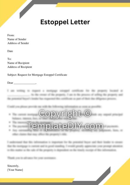 Mortgage Estoppel Letter Sample with Examples [Word]