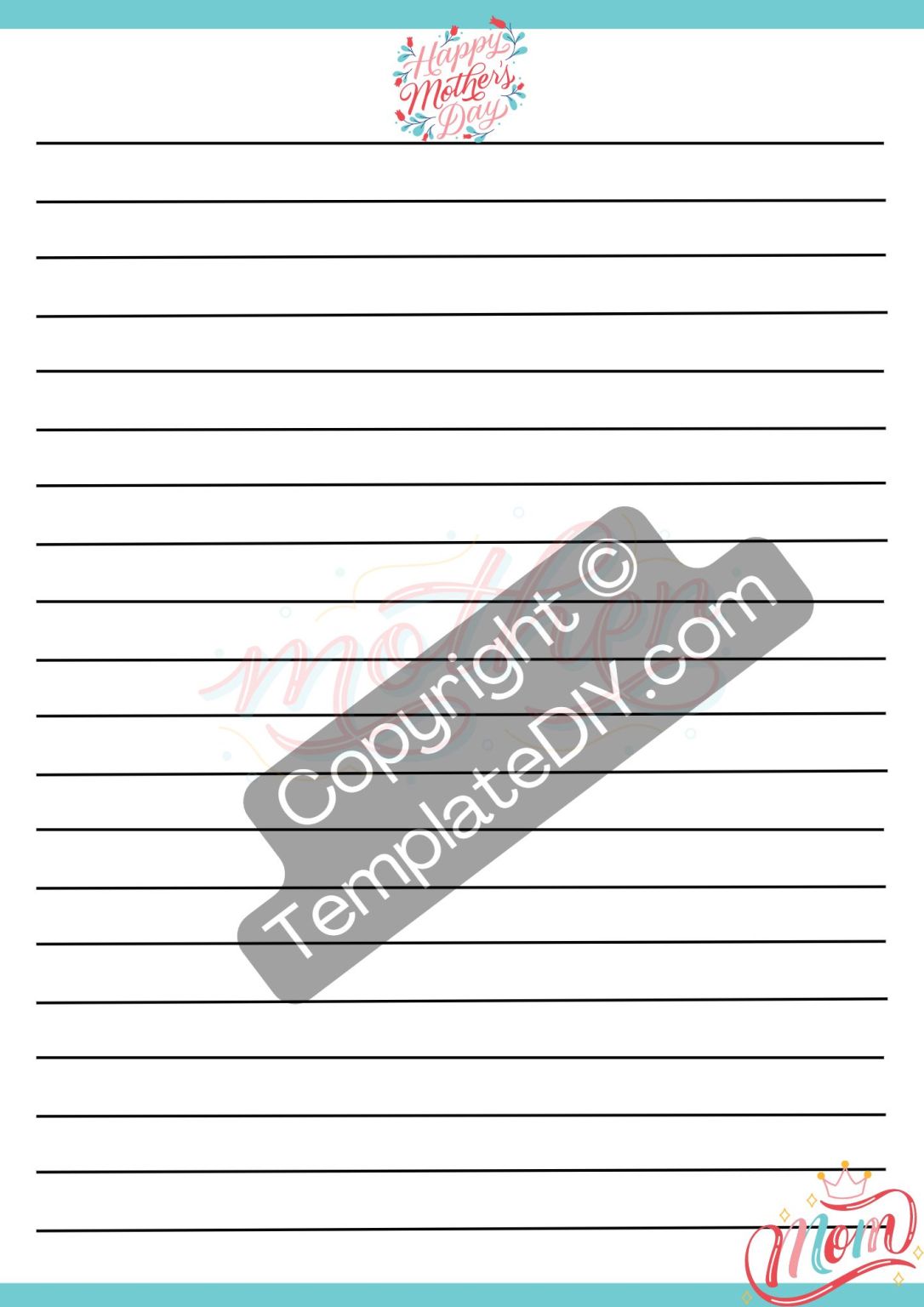Mothers Day Writing Paper Printable Template in PDF