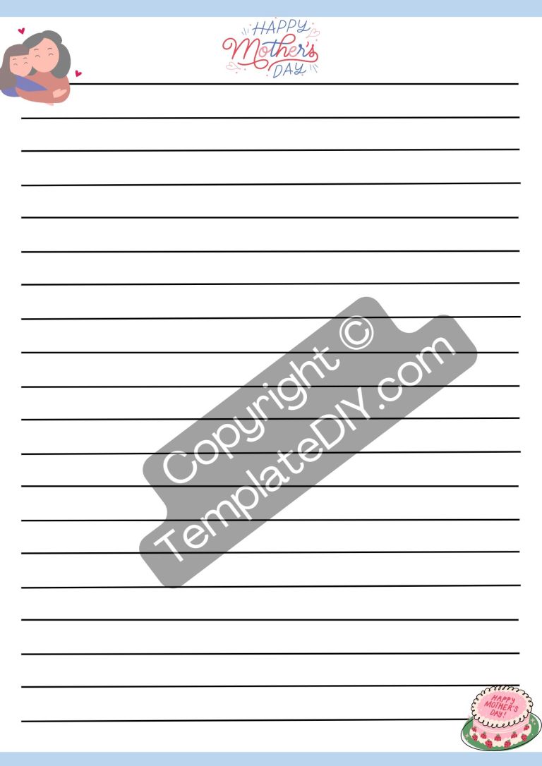 Mothers Day Writing Paper Printable Template in PDF