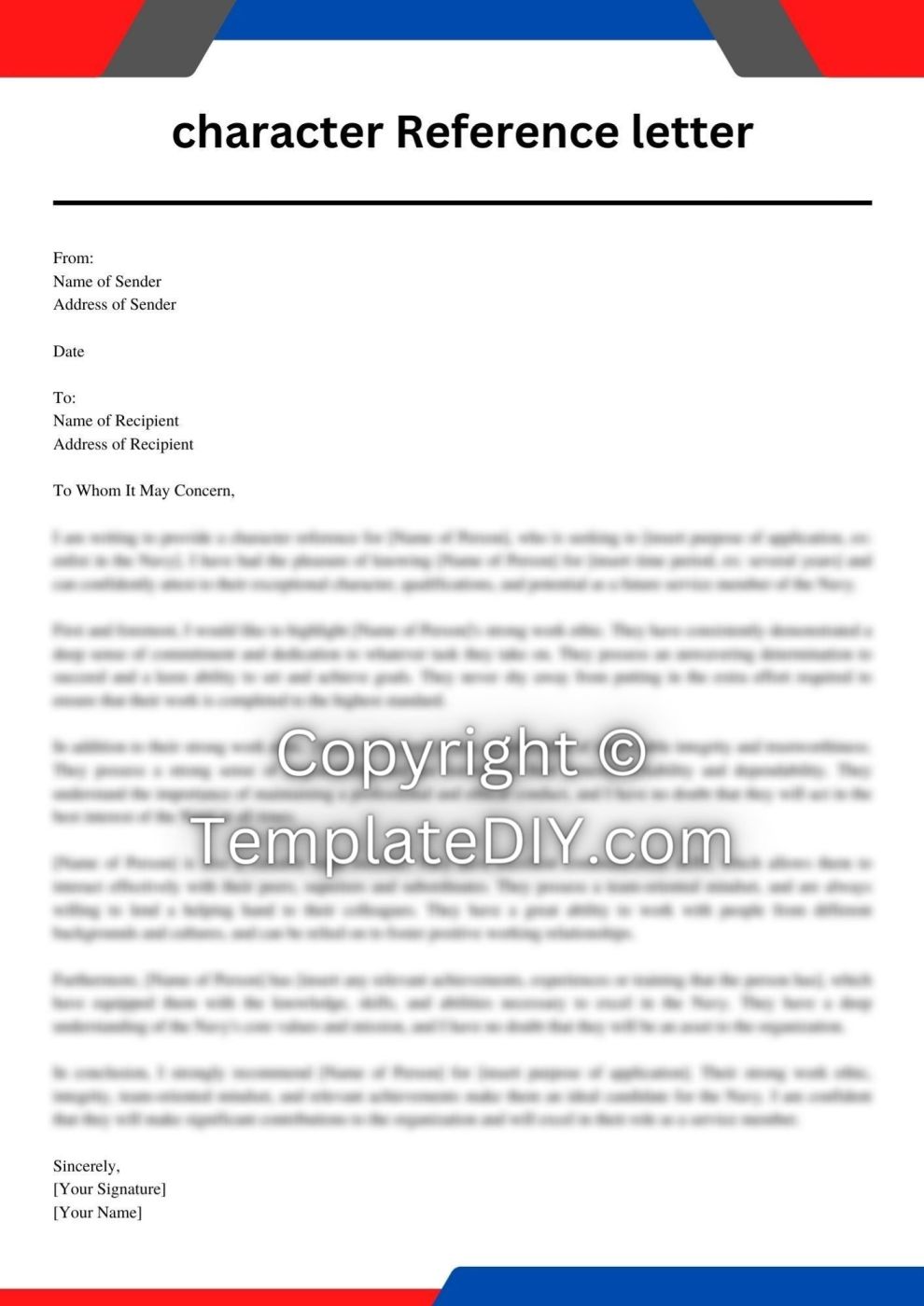 Navy Character Reference Letter Sample with Examples [Word]