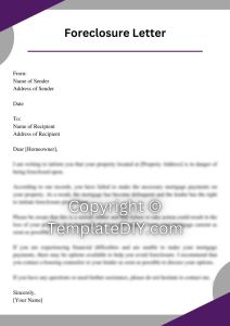 Notice of Foreclosure Letter Template | Printable Sample