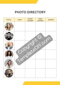 Photo Directory Template Blank Printable in PDF Word Excel