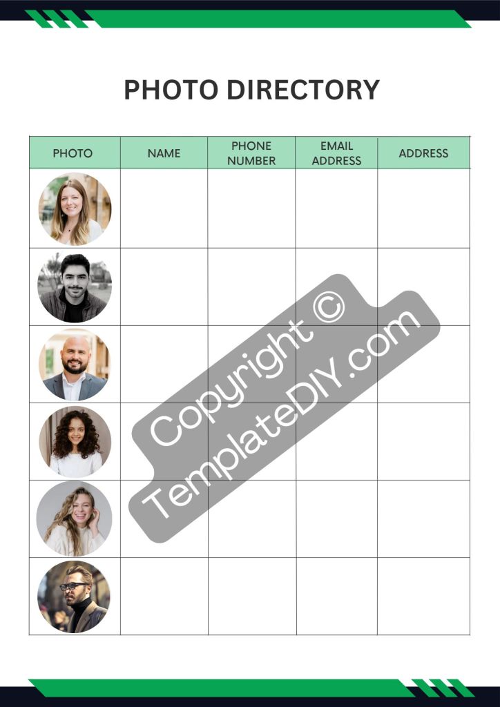 Photo Directory Template Blank Printable in PDF Word Excel