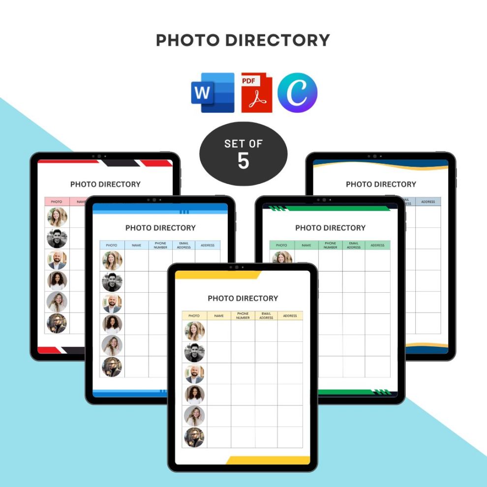Photo Directory Template Blank Printable in PDF Word Excel