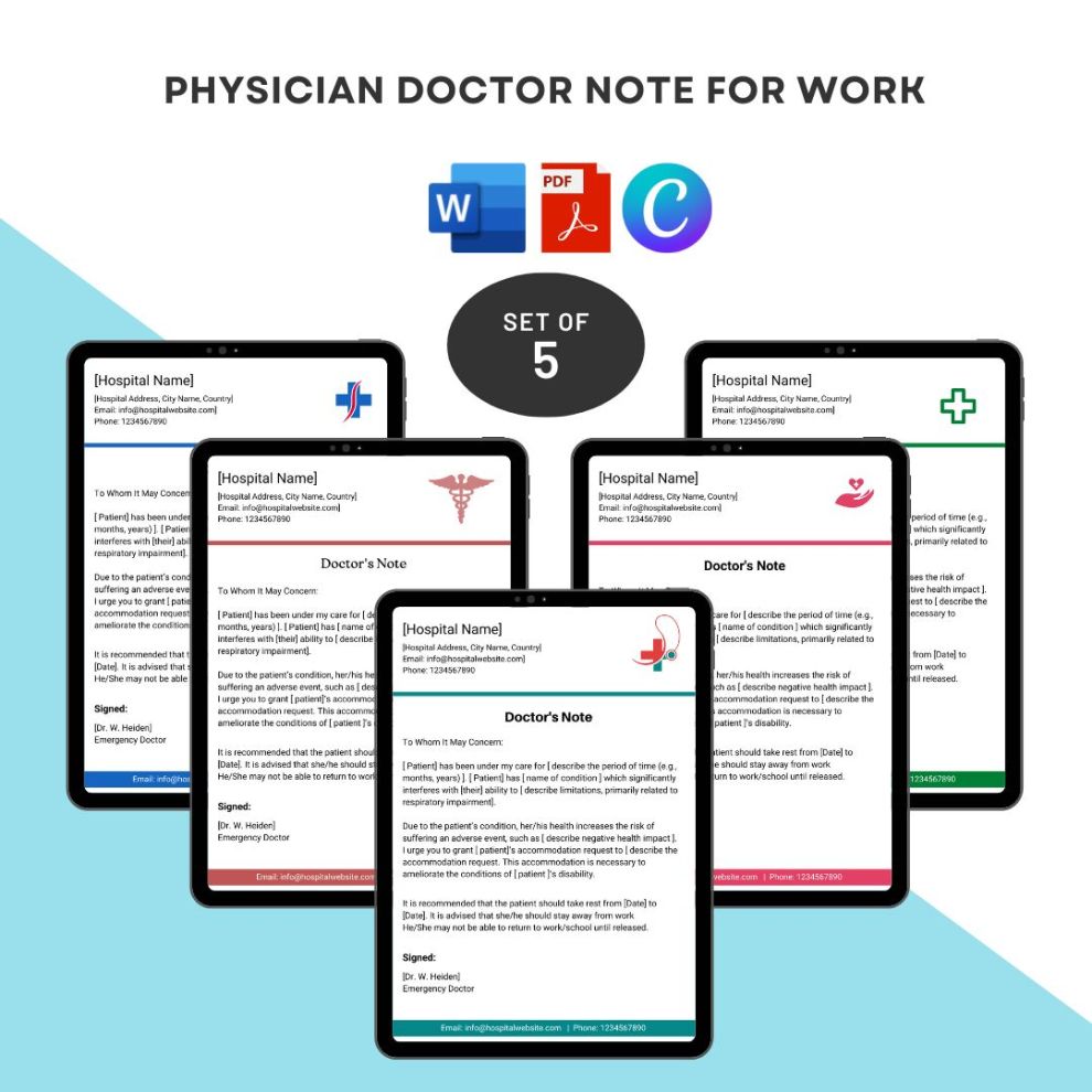 Physician Doctor Note for Work | Download PDF & Word