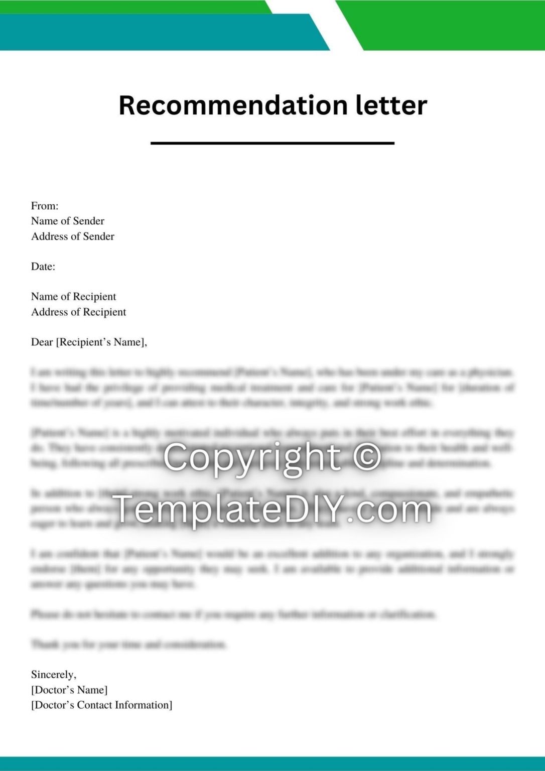 Physician Recommendation Letter Sample with Examples [Word]