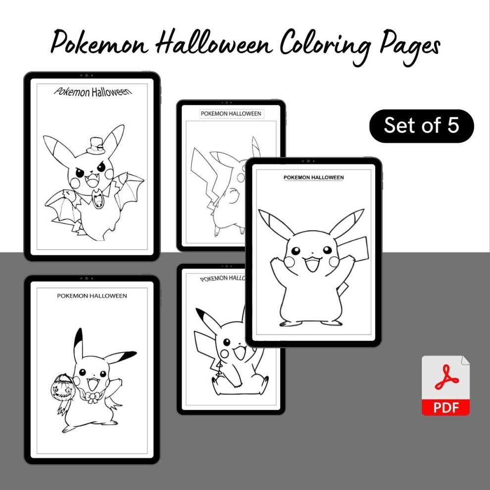 Pokemon Halloween Coloring Pages Template Printable PDF