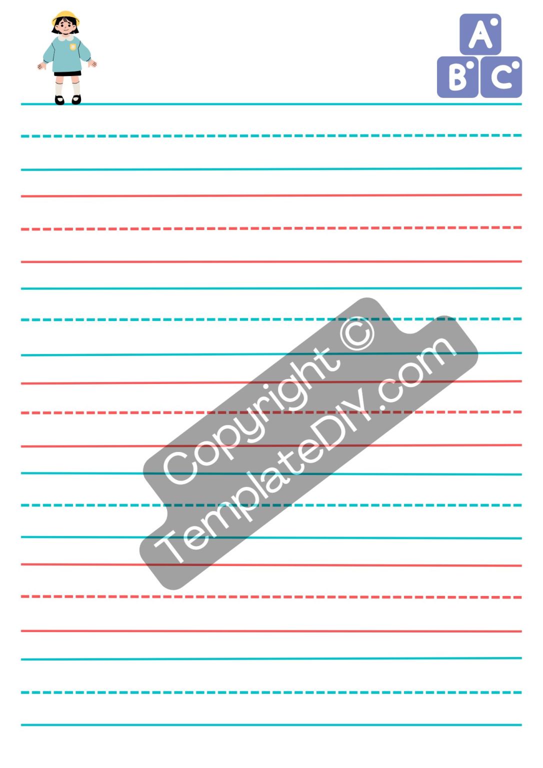 Preschool Writing Paper Template Printable PDF, Word