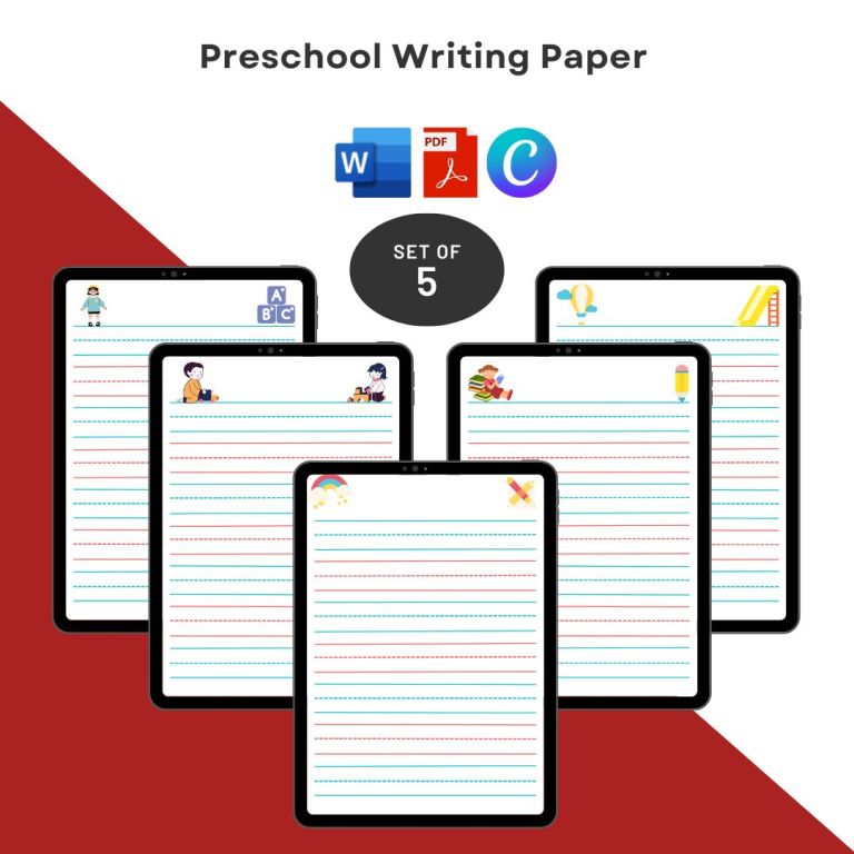 Preschool Writing Paper Template Printable PDF, Word