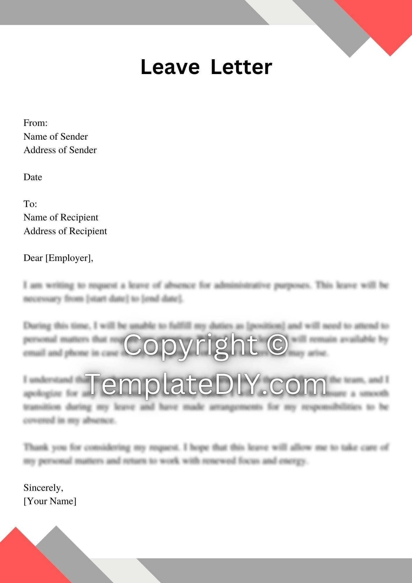 Administrative Leave Letter Sample With Examples Word