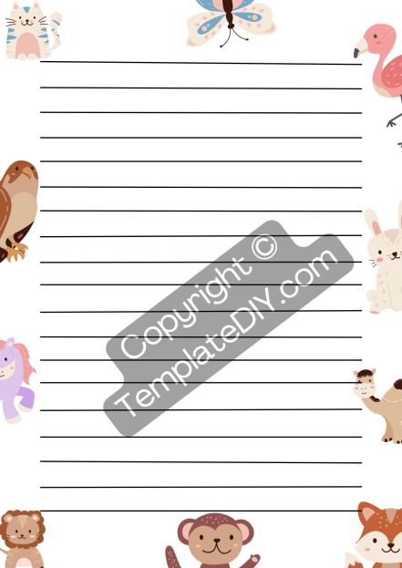 Animal Writing Paper Printable Template PDF, Word [Editable]