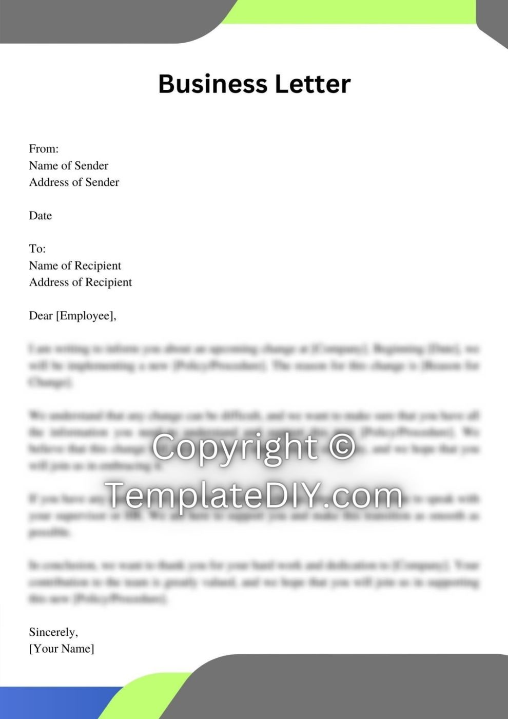 Business Letter for Employees Sample with Examples [Word]