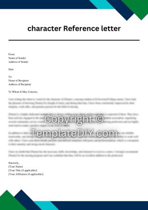 Character Reference Letter For Nursing Student Sample [Word]