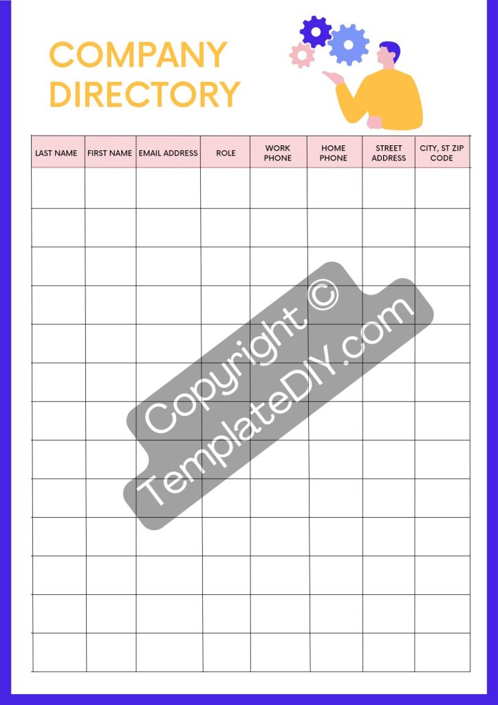 Printable Company Directory Template for Businesses