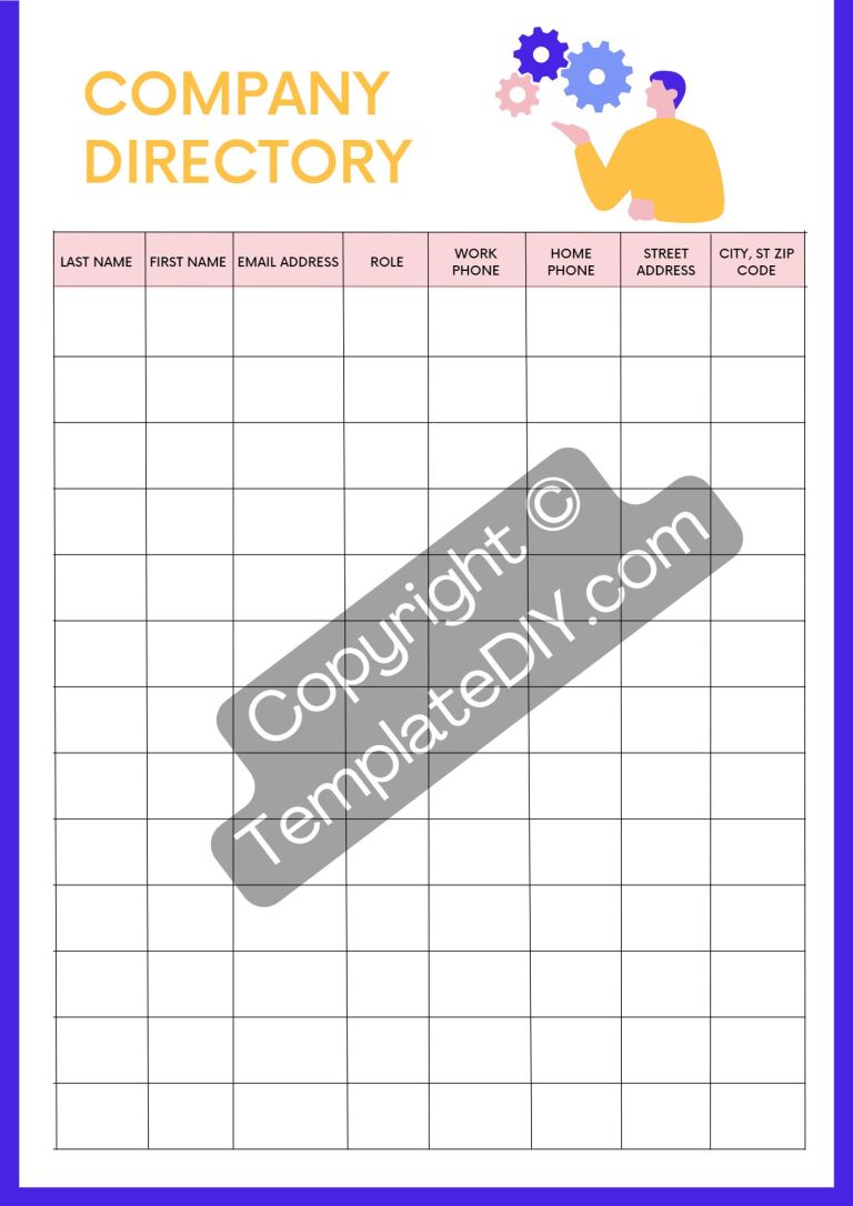 Printable Company Directory Template for Businesses