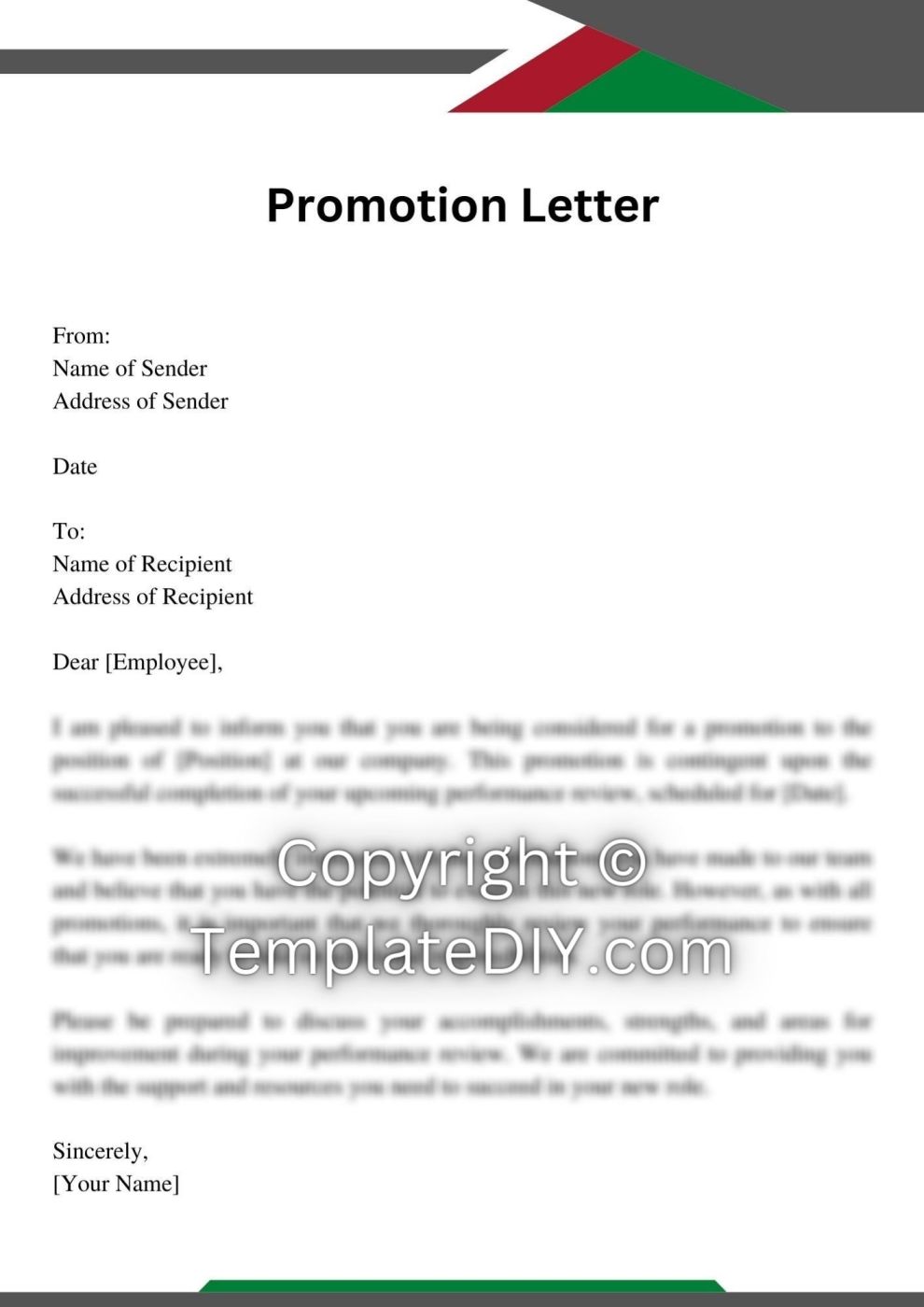 Conditional Promotion Letter Sample with Examples [Word]