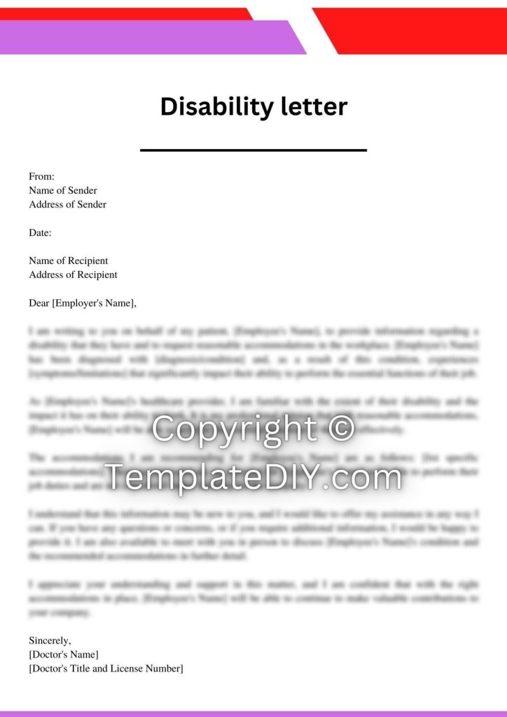 Disability Letter from Doctor Sample | PDF & Word Template