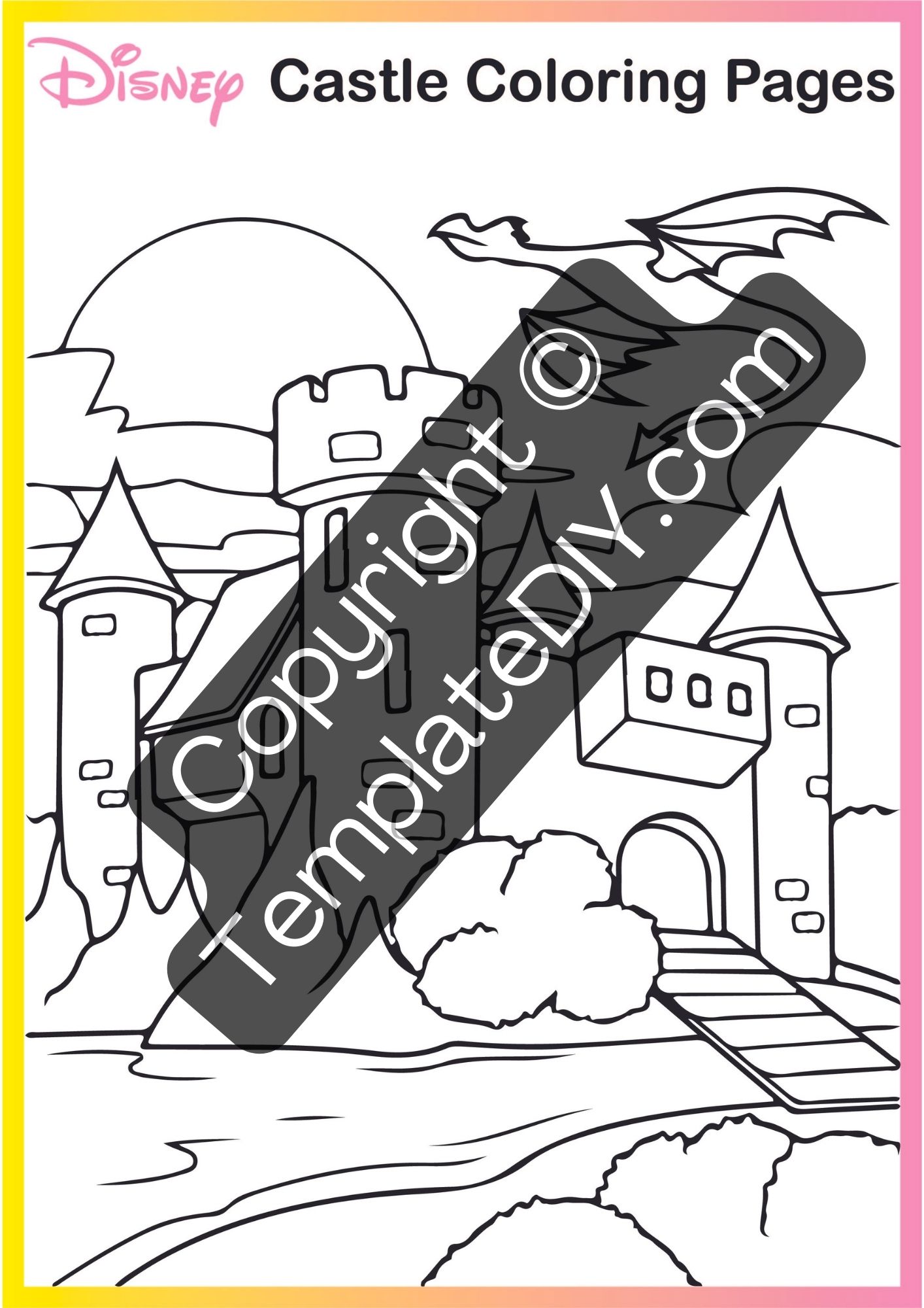 Castles And Dragons To Color Printable