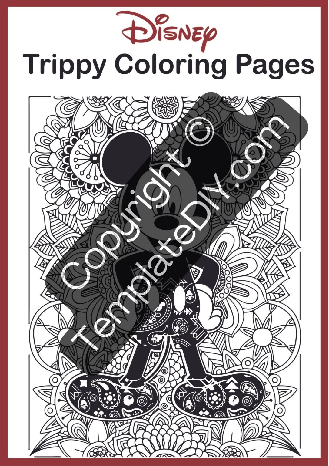 Disney Trippy Coloring Pages Template Printable PDF