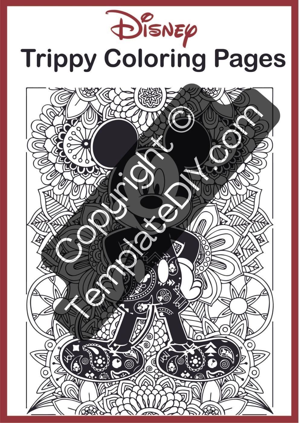 Disney Trippy Coloring Pages Template Printable PDF