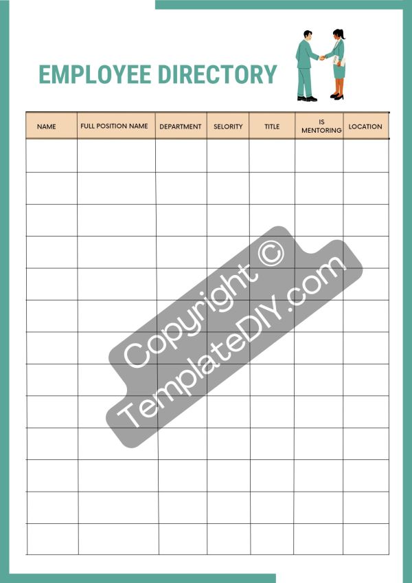 Employee Directory Template Printable PDF, Word, Excel