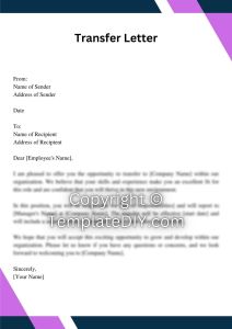 Employee Transfer Letter Intercompany Sample with Examples