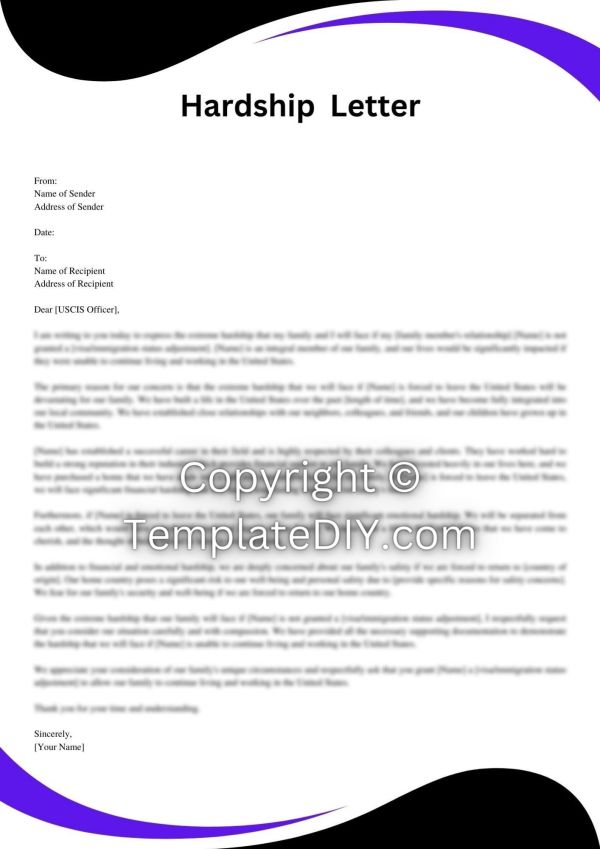 Customizable Extreme Hardship Letter Template Online