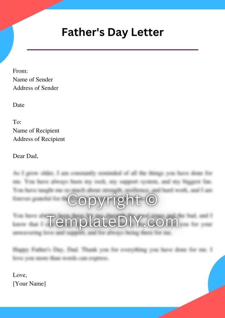 Father's Day Letter from Daughter Sample [Word Editable]