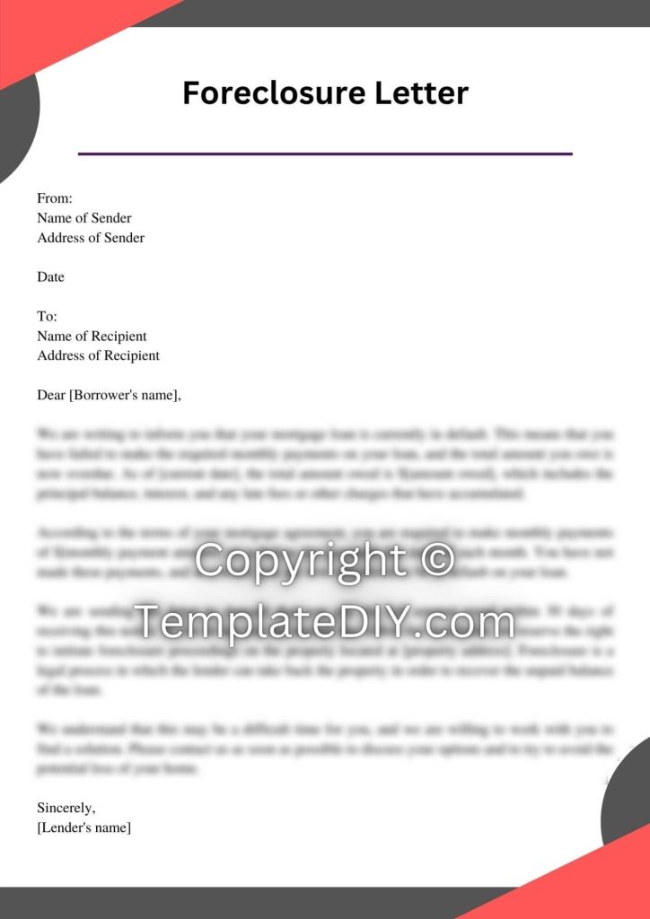 Foreclosure Demand Letter Sample Template Examples [Word]