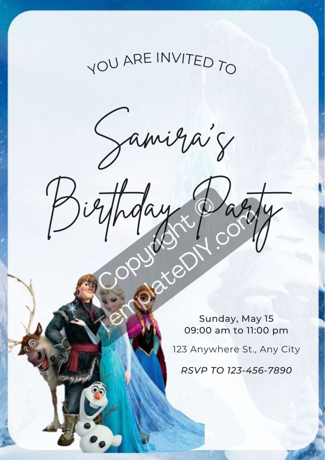 Frozen Invitation Template Blank Printable PDF, Word