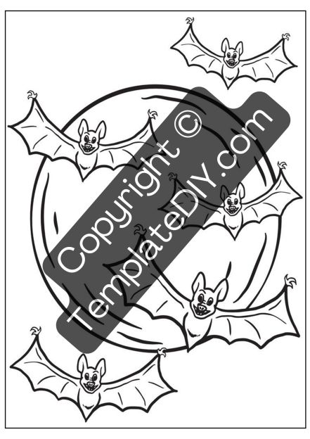 Halloween Bat Coloring Pages Template Printable PDF