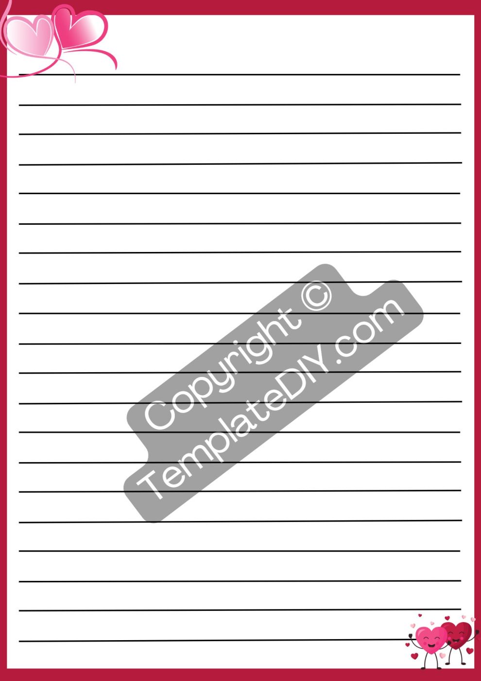 Heart Writing Paper Printable Template PDF, Word [Editable]